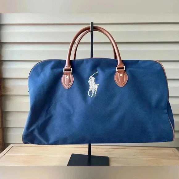 Polo Ralph Lauren | Bags | Vintage Polo Ralph Lauren Blue Duffel Bag Big Pony Logo | Poshmark